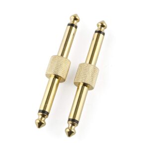 e-outstanding 2-pack guitar pedal coulper 6.35mm(1/4") audio mono male to male plug gold plated copper guitar effect pedals convert instrument connector adapter