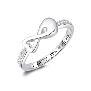 fookduoduo infinity cremation ring for ashes - 925 sterling silver cremation urn jewelry i carry you with me memorial keepsake locket rings for human/pet ash (silver 8)