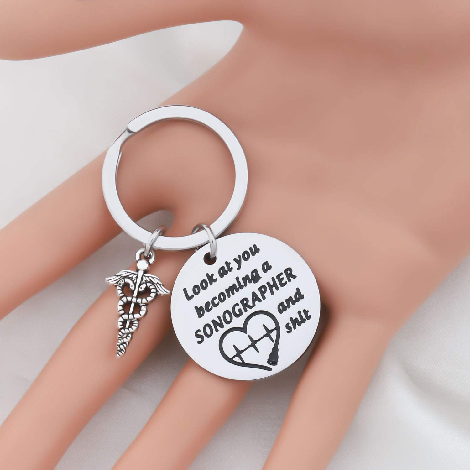 PLITI Sonographer Gifts For Women Funny Ultrasound Technician Gifts Radiologist Gift Sonography Student Graduation Gift Look At You Becoming a Sonographer And Shit Keychain (becoming a sonographer)