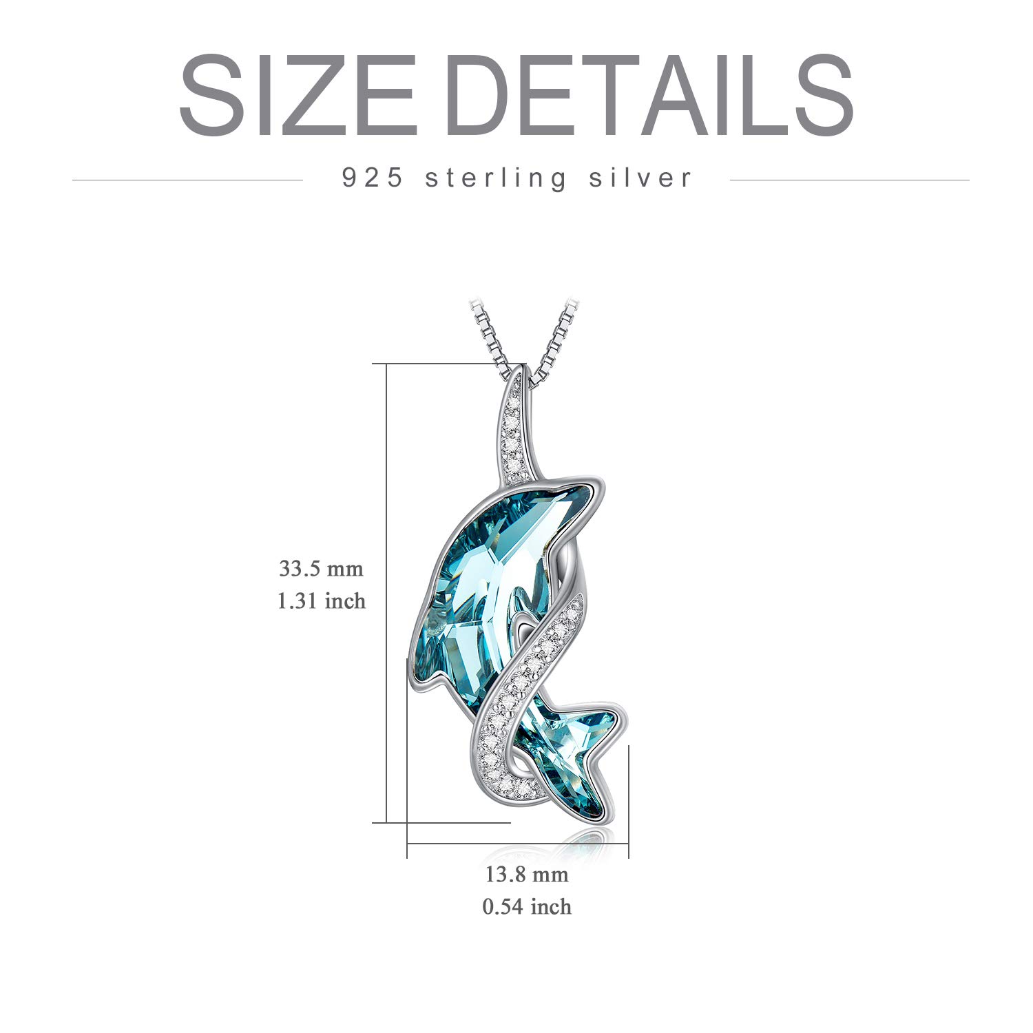 TOUPOP Dolphin Gifts for Women 925 Sterling Silver Dolphin Necklace Pendant with Blue Crystal Dolphin Lovers Jewelry Gifts for Women Mom Girlfriend Wife Birthday Anniversary Christmas