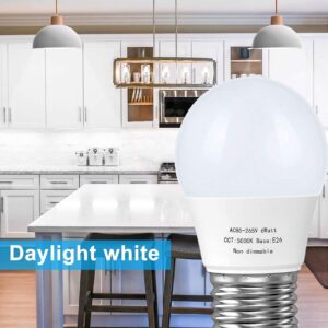 A15 Led Bulb, E26 Base Appliance Light Bulb, 6W(60 Watt Incandescent Equivalent), Ceiling Fan Light Bulbs, 550 LM, Small Lightbulbs, Non-Dimmable, 5000K Daylight, 6 Packs