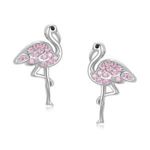 tangpoet kawaii flamingo stud earrings for women 925 sterling silver nickel free flamingo earrings for sensitive ears flamingo jewelry gifts for birthday christmas valentines mothers day