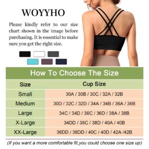 WOYYHO Strappy Sports Bra for Women Sexy Crisscross Back Medium Support Yoga Bra with Removable Cups 3 Pack