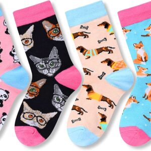 sockfun Funny Gifts for Girls Girls Socks Fun Kids Socks for Girls 4-6 Years, Novelty Panda Cat Dog Fox Socks