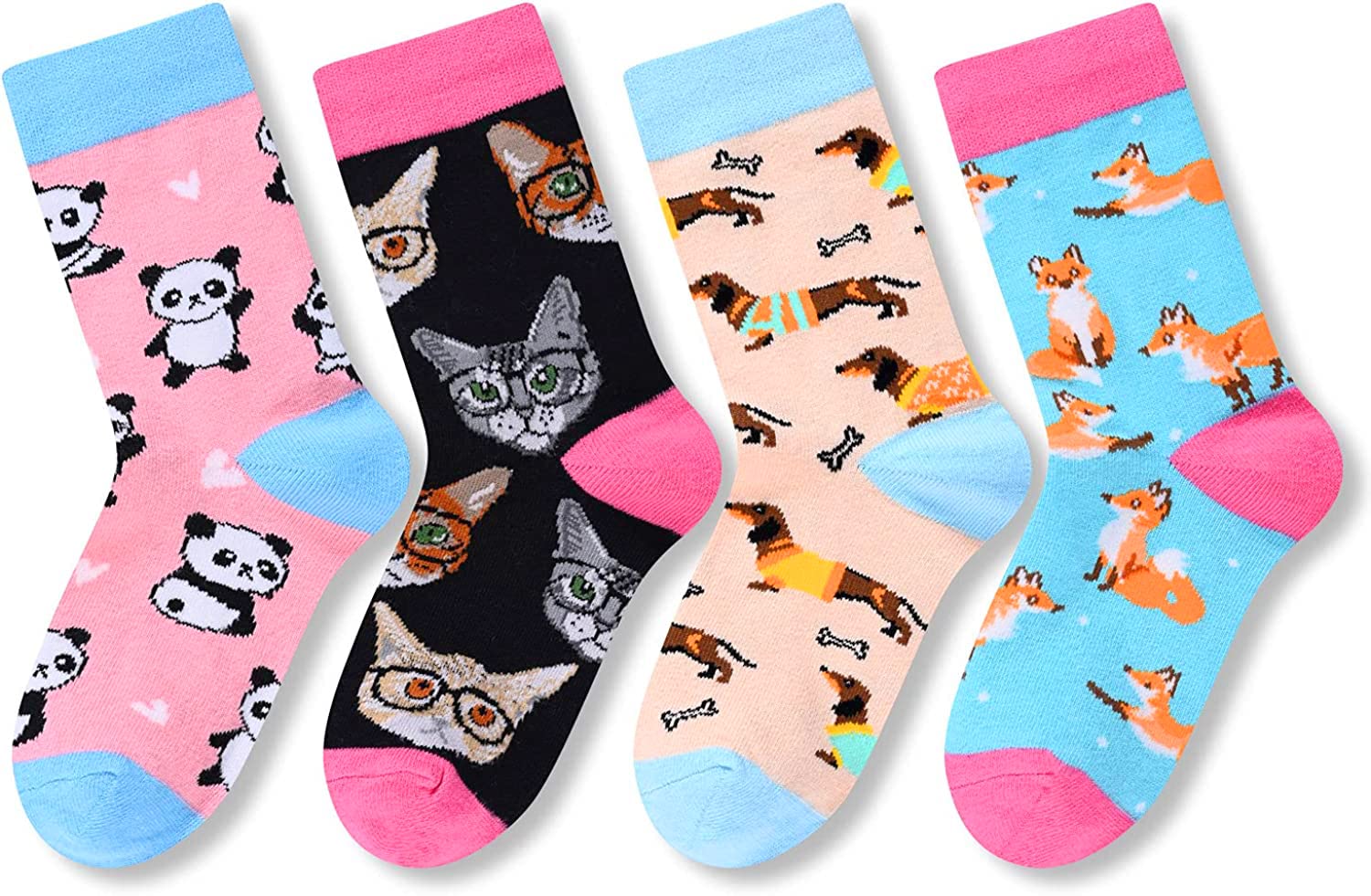 sockfun Funny Gifts for Girls Girls Socks Fun Kids Socks for Girls 4-6 Years, Novelty Panda Cat Dog Fox Socks