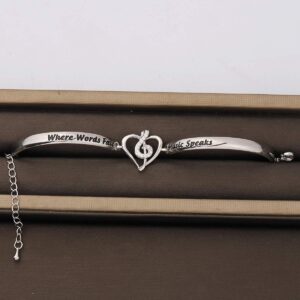 TGBJE Music Bracelet Music Gift Where Words Fail Music Speak Music Lover Gift Music Teacher Gift (Music bangle)