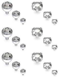 hoeudjo 18pcs 14g grade 23 titanium dermal anchor tops internally threaded clear gem for women men, mixsize top 2mm/3mm/4mm