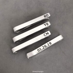 Tie Clip Personalized Custom Engraved Tie Bar Pin Slide Stainless Steel for Men Dad Wedding Gift Groomsmen (Silver-0.31" x 1.97")