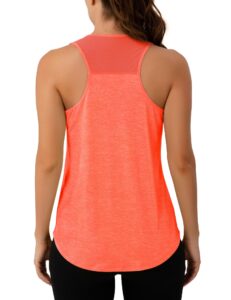 aeuui womens workout tops mesh racerback tank tops sleeveless yoga athletic running shirts gym clothes for women orange