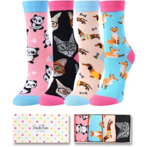 sockfun funny gifts for girls girls socks fun kids socks for girls 4-6 years, novelty panda cat dog fox socks