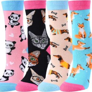 sockfun Funny Gifts for Girls Girls Socks Fun Kids Socks for Girls 4-6 Years, Novelty Panda Cat Dog Fox Socks