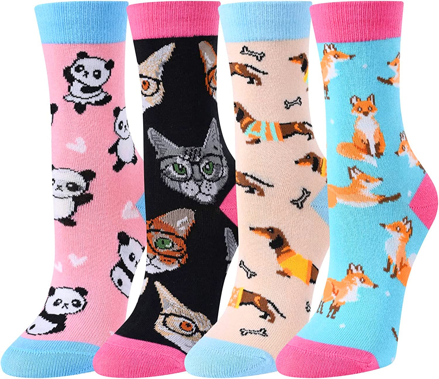 sockfun Funny Gifts for Girls Girls Socks Fun Kids Socks for Girls 4-6 Years, Novelty Panda Cat Dog Fox Socks