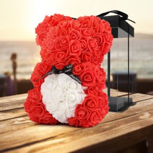 ywbg rose bear gifts for women, mothers day rose teddy bear gifts for women mom, artificial flower teddy bear valentines day gifts for girlfriend wife her, birthday gifts for mom women sister