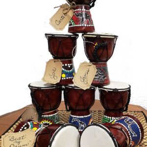 Novelty Decorative Djembe 6" high x4" top (Abstract, 6 Inch)