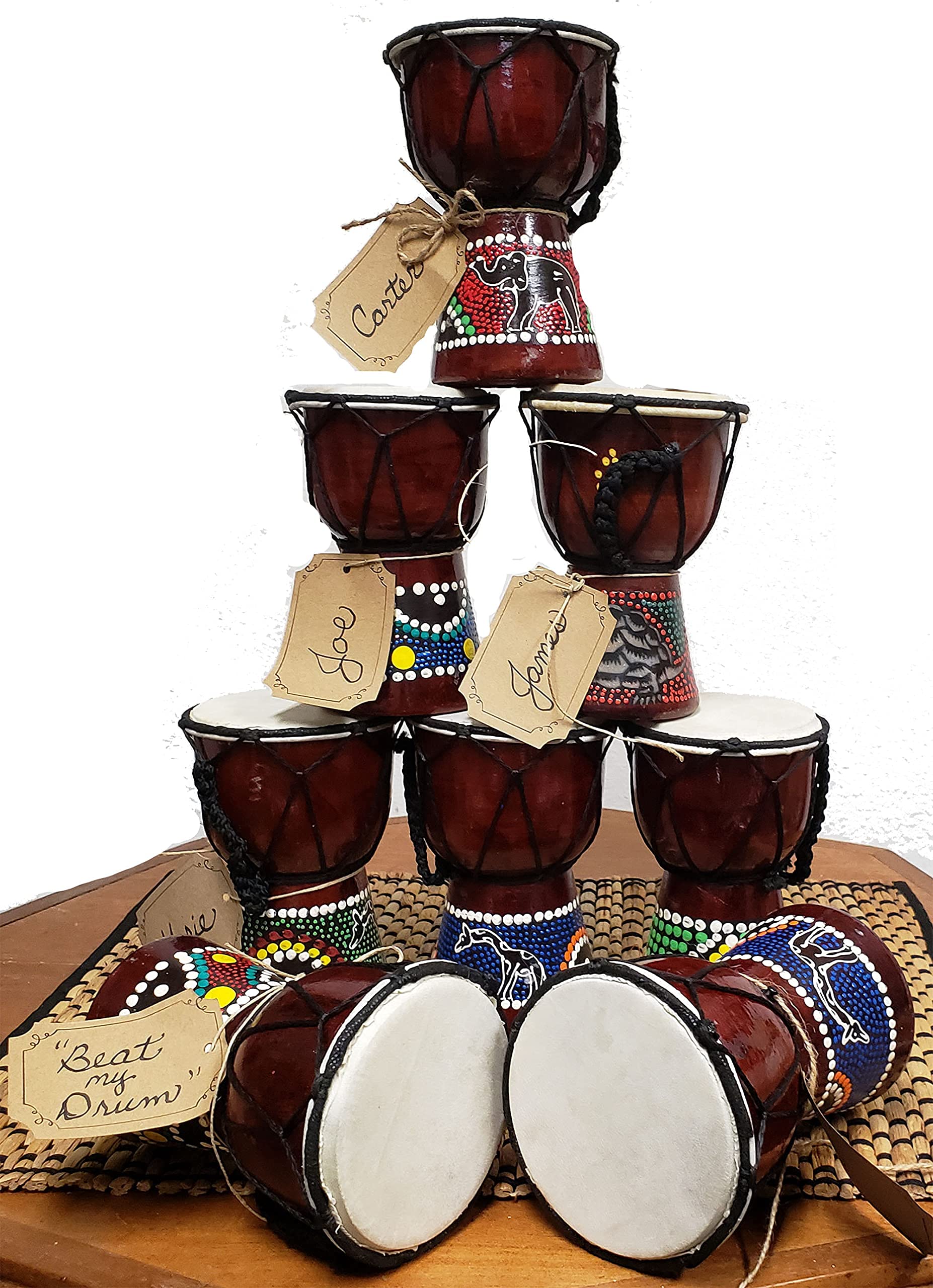 Novelty Decorative Djembe 6" high x4" top (Abstract, 6 Inch)