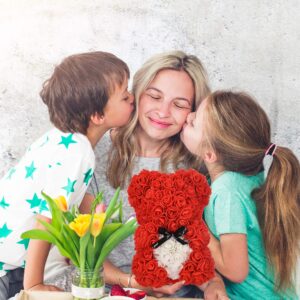 YWBG Rose Bear Gifts for Women, Mothers Day Rose Teddy Bear Gifts for Women Mom, Artificial Flower Teddy Bear Valentines Day Gifts for Girlfriend Wife Her, Birthday Gifts for Mom Women Sister