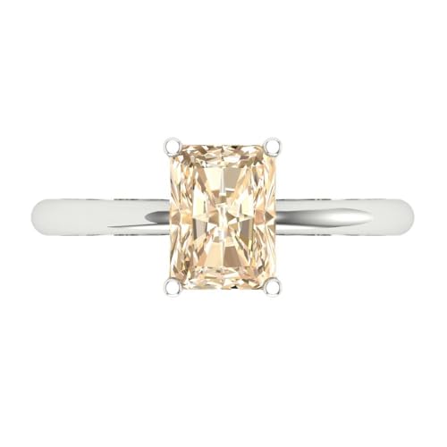 Clara Pucci 1.75ct Radiant Cut Solitaire Genuine Natural Morganite Wedding Bridal Designer Anniversary Engagement Ring 14k White Gold