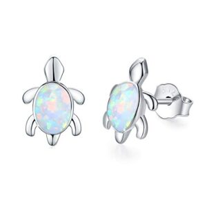 turtle earrings 925 sterling silver abalone earrings for women turtle jewelry turtle stud earrings for women hypoallergenic (a-silver) (b-silver)