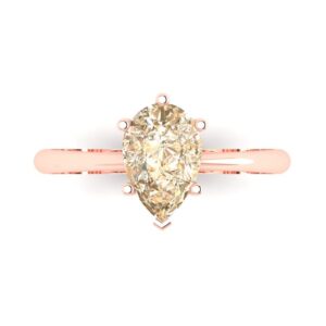 clara pucci 1.9ct pear cut solitaire genuine natural morganite wedding bridal designer art deco anniversary ring 14k rose gold for women