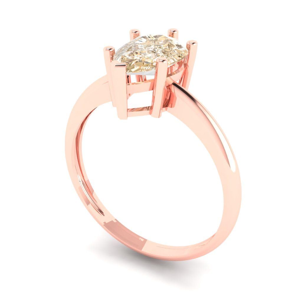 Clara Pucci 1.9ct Pear Cut Solitaire Genuine Natural Morganite Wedding Bridal Designer art deco Anniversary Ring 14k Rose Gold for Women