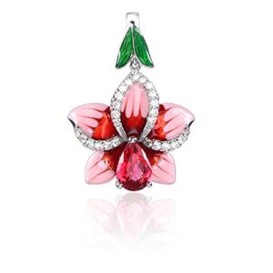 Earrings for Women Mom Fashion Women Enamel Leaf Flower Pendant Rhinestone Inlaid Leverback Earrings Statement Jewelry (Red)