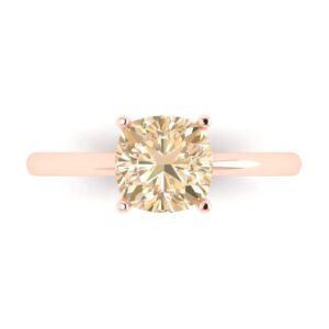 clara pucci 2.0 ct cushion cut solitaire genuine natural morganite gem wedding bridal designer anniversary engagement ring 14k rose gold