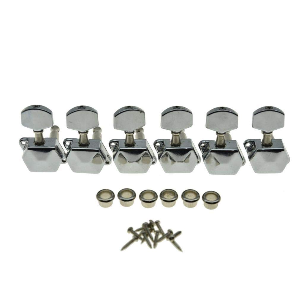 KAISH 6 Inline Semi-Closed Guitar Tuning Keys Pegs Guitar Tuners Machine Heads for Electric Guitars Chrome