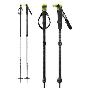 g3 genuine guide gear via carbon fiber backcountry touring ski poles, lightweight ergonomic adjustable skiing poles, all snow conditions, foam grips, designed in bc, canada, (long)