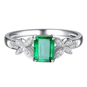 kardy elegant butterfly natural emerald gemstone diamond solid 14k white gold engagement wedding promise ring for women