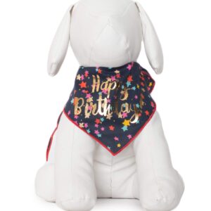 Tail Trends Happy Birthday Dog Bandana Confetti Design Fits Medium to Large Sized Dogs - 100% Cotton