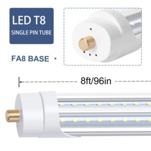 LIGHEART T8 8 Foot LED Shop Light, 90W 10000LM LED Light Tube, Single Pin FA8 Base, Cool White 6000K,V Shaped LED Tube Light, 96" LED Bulb Light Replacement for 8Ft Fluorescent Fixtures(10Pack)