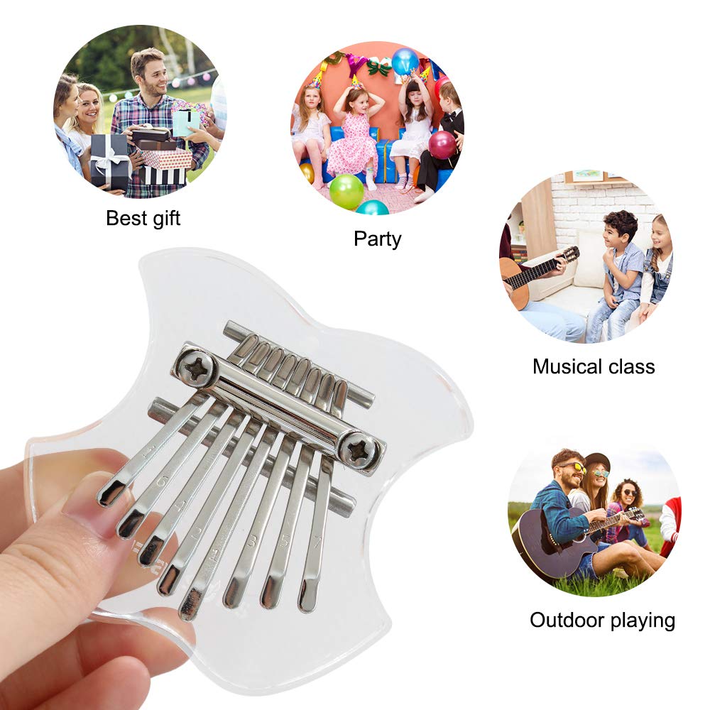 Flatsons Acrylic Kalimba Thumb Piano Mini 8 Keys Thumb Piano Transparent Acrylic Kalimba Mbira Apple Style with Kalimba Case (Small Apple) (Small Apple)