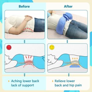 KAVIL Lumbar Roll Pillow for Sciatica Nerve Pain Sleeping Lower Back Support Scoliosis Waist Pillow for Side Sleepers in Bed & Office Chair Adjustable Straps Lumbar Foam Positioning Pillow (L Size)