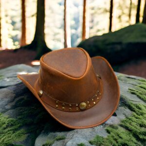 Shapeable Leather Cowboy hat into Outback hat Western Vintage Australian Hats for Men & Women