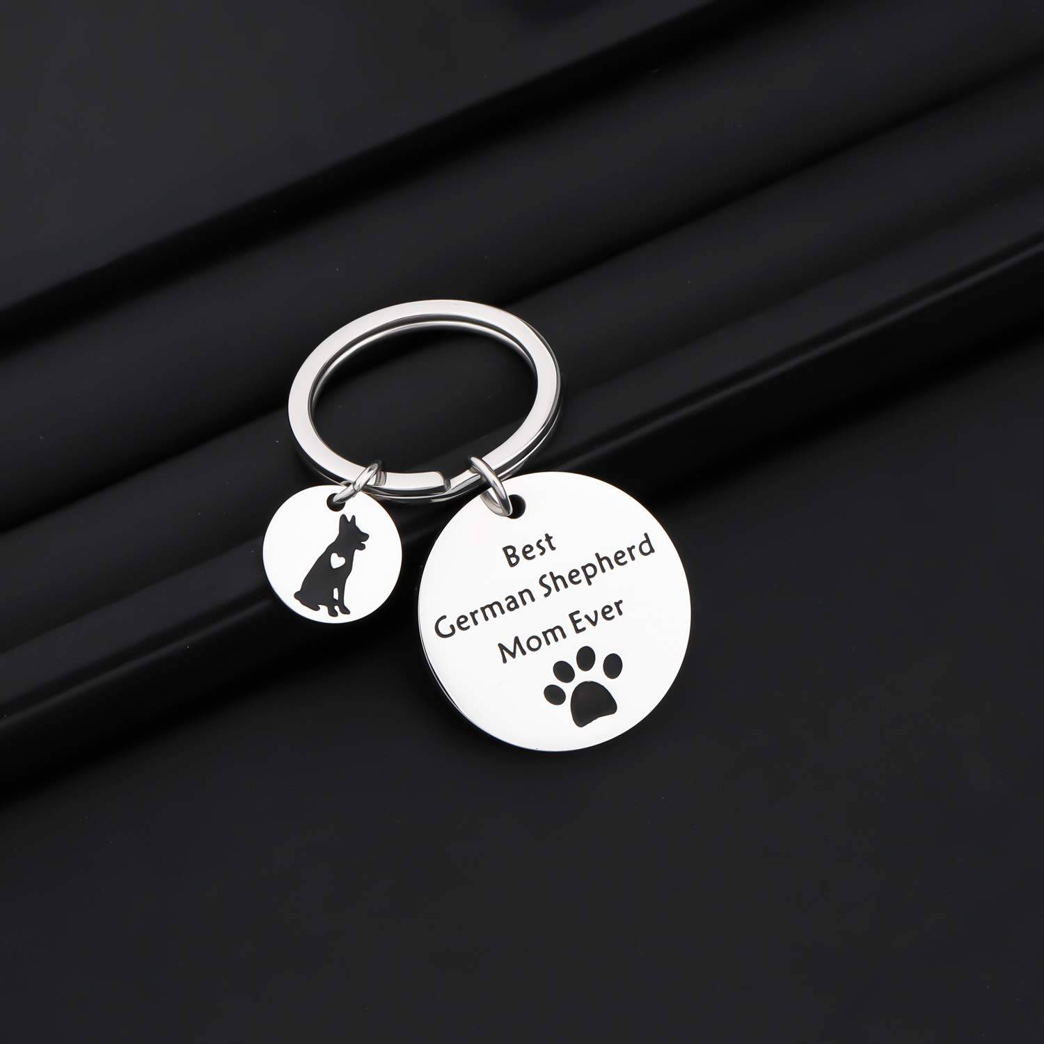 BLEOUK German Shepherd Lover Gift Best German Shepherd Mom Ever Keychain Gift for Dog Lover (German Shepherd Mom)