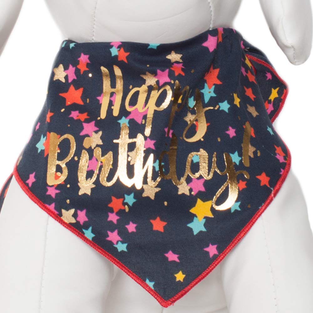 Tail Trends Happy Birthday Dog Bandana Confetti Design Fits Medium to Large Sized Dogs - 100% Cotton