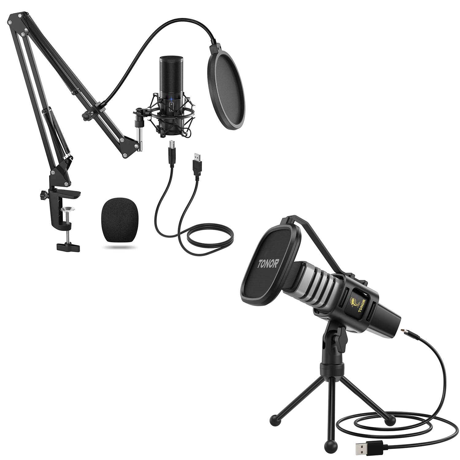 TONOR USB Microphone TC30 and USB Microphone Kit Q9