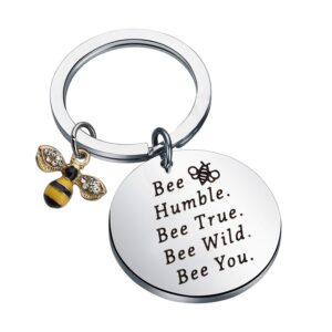 cyting bumble bee keychain bee humble bee true bee wild bee you inspirational keychain bee jewelry motivational gift (bee humble true wild you)