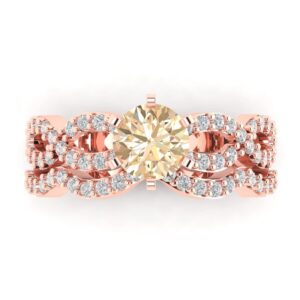 clara pucci 1.49 carat round shape halo solitaire natural morganite engagement wedding anniversary bridal ring band set 14k rose gold 8