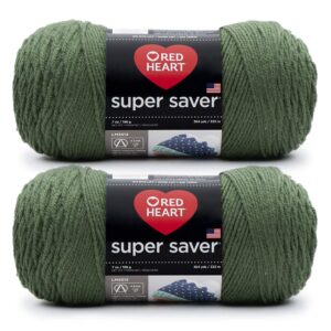 bulk buy: red heart super saver (2-pack) (medium thyme, 7 oz each skein)