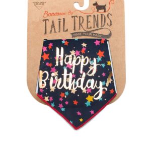 Tail Trends Happy Birthday Dog Bandana Confetti Design Fits Medium to Large Sized Dogs - 100% Cotton