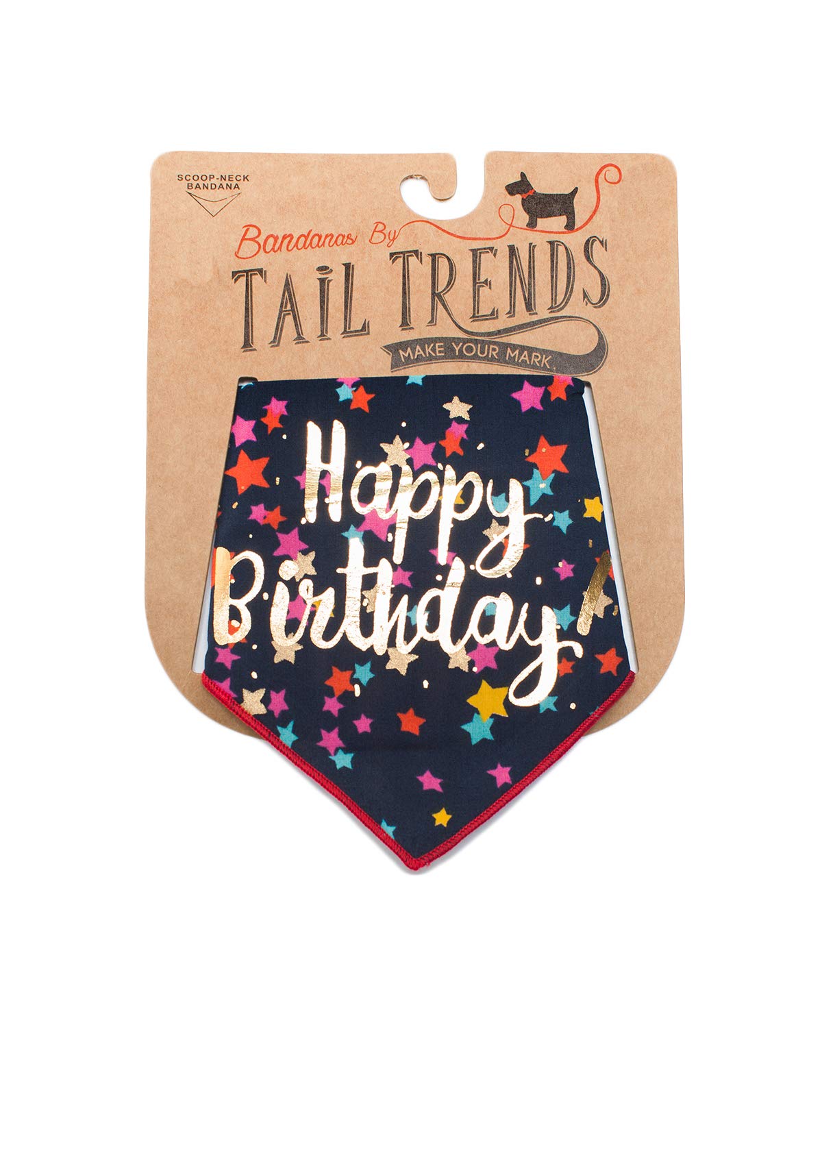 Tail Trends Happy Birthday Dog Bandana Confetti Design Fits Medium to Large Sized Dogs - 100% Cotton