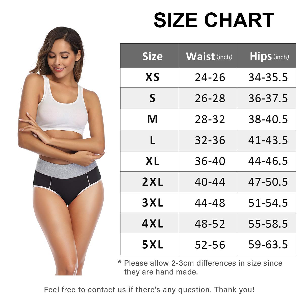 wirarpa Women's Cotton Underwear High Waist Briefs 4 Pack Ladies Soft Breathable Plus Size Panties Full Coverage Underpants Black 4X-Large