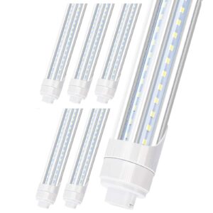 r17d led bulb light 8ft, 90w t8 led tubes, 10000lm, clean cover, ho rotatable end 8feet 2 pin shop light, 6000k, t8 t10 t12 fluorescent light replacement, ballast bypass,dual-end powered (6-pack)