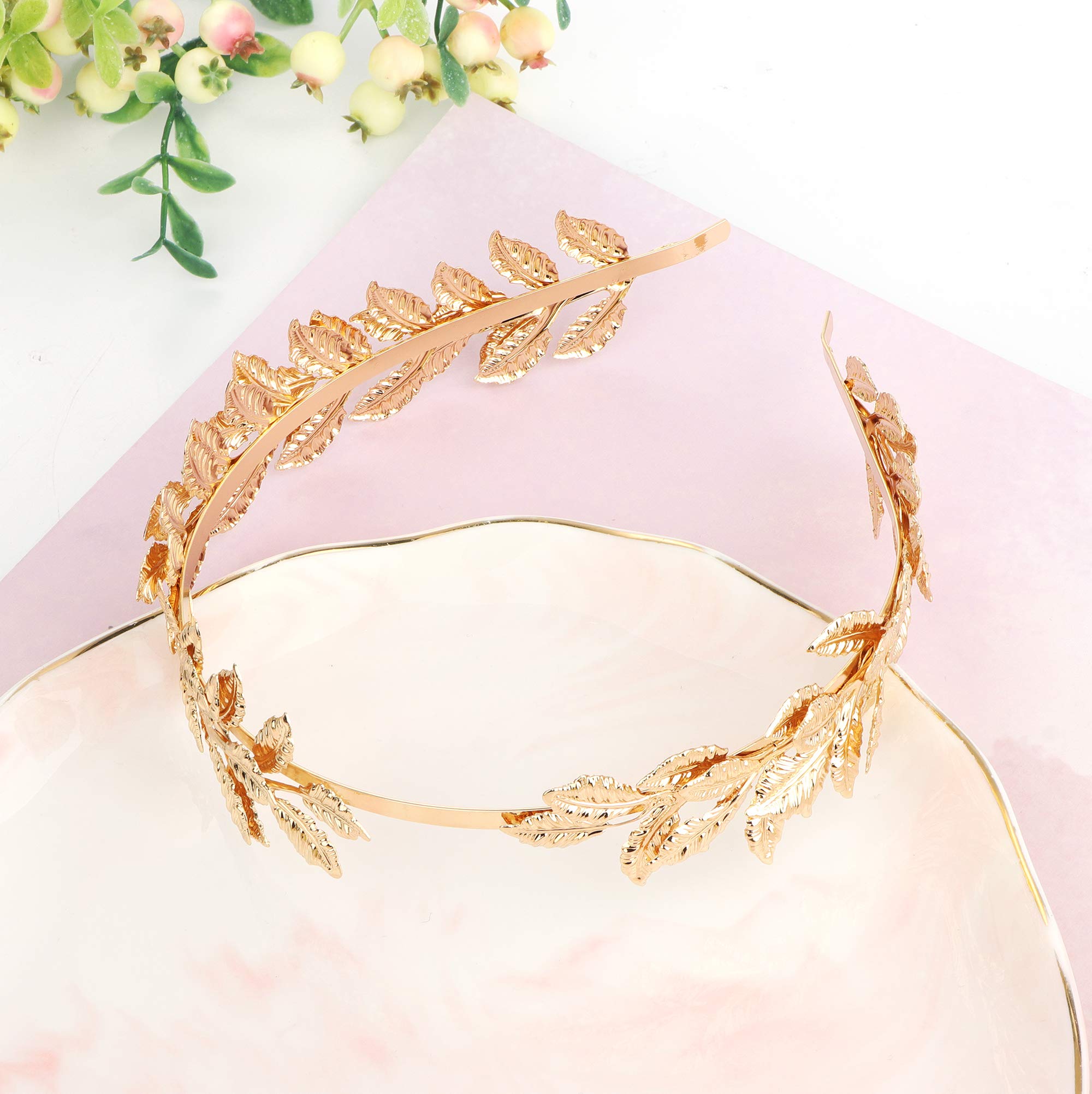 Jstyle Grecian Goddess Costume Accessories Set for Women Leaf Headband Coil Upper Arm Bracelet Dangle Earrings for Wedding Toga Party