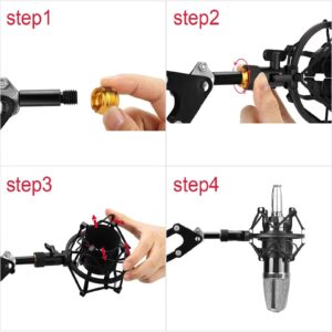 Miwayer Universal Microphone Shock Mount,Most Advanced Cobweb Anti-Vibration Structure Compatible with 1.6-1.8"(42-47mm) Large Diameter Condenser Mics, Like CAD U37 USB GLX220 NW-700 MXL770 V250