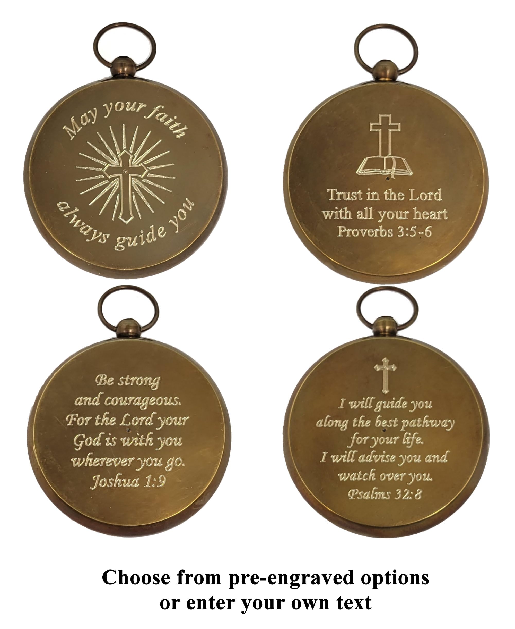 Engraved Compass for Son, Grandson | Personalized Baptism Gifts for Boys | Graduation Gift for Him (Design My Own)