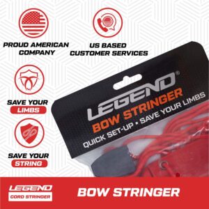 LEGEND Cord Bow Stringer - Traditional Limbsaver Stringing Tool for Recurve Bows & Longbows - Must-Have Archery Accessories & Equipment - Heavy Duty Nylon Bowstring Tools with No-Slip Pad for Safety