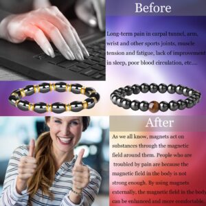 THUNARAZ 12Pcs Hematite Magnetic Bracelet Set for Men Women Tiger Eye Stone Bracelet Stree Relief Gift