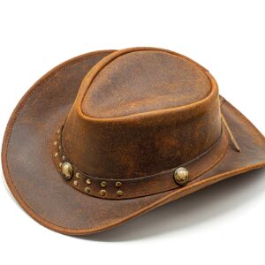 Shapeable Leather Cowboy hat into Outback hat Western Vintage Australian Hats for Men & Women